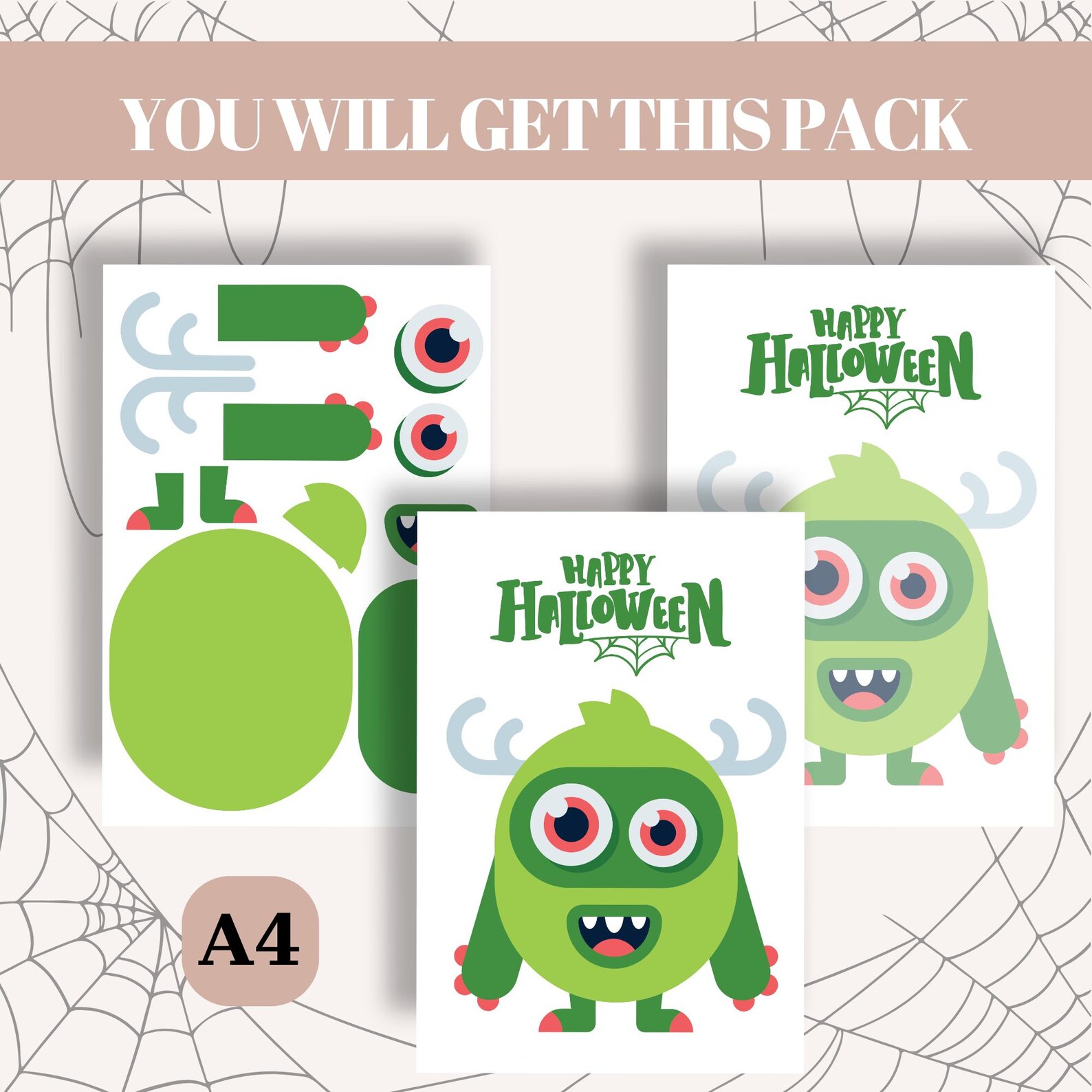 Printable Monster Craft Template Halloween Activities Color, Cut, and ...