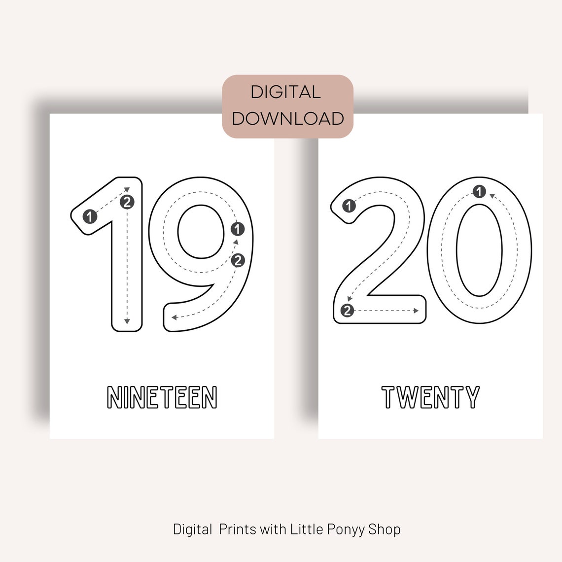 1-20 Number Tracing, Preschool Worksheet Printable, Handwriting ...
