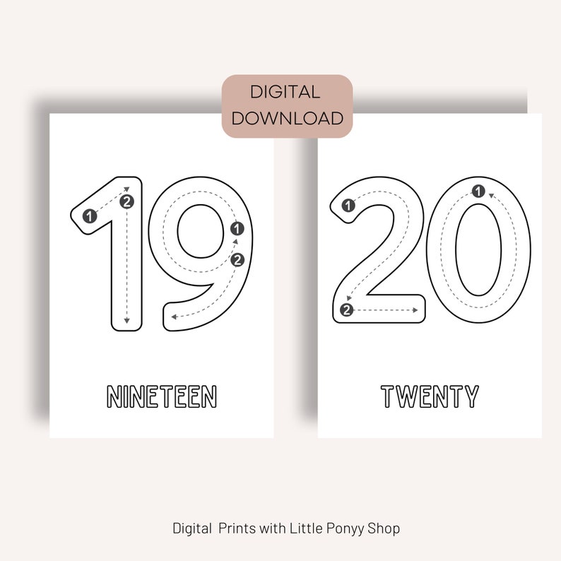 1-20 Number Tracing, Preschool Worksheet Printable, Handwriting ...