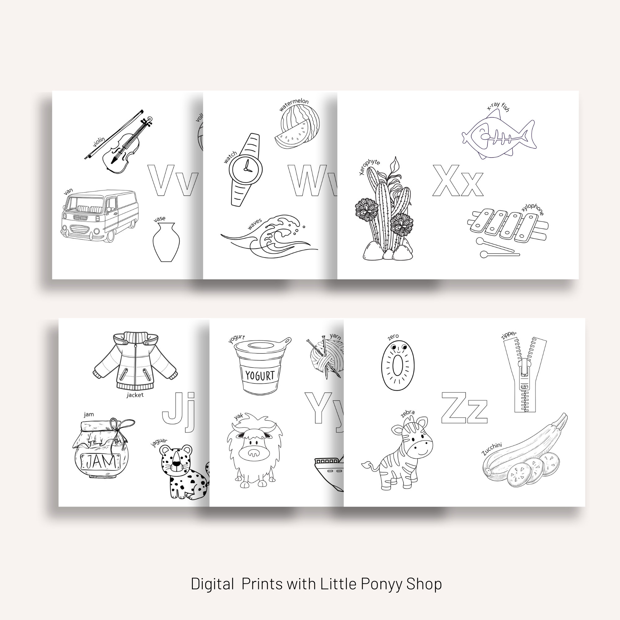 Alphabet Coloring Pages, Baby Shower Activity, Baby Shower ABC Book ...