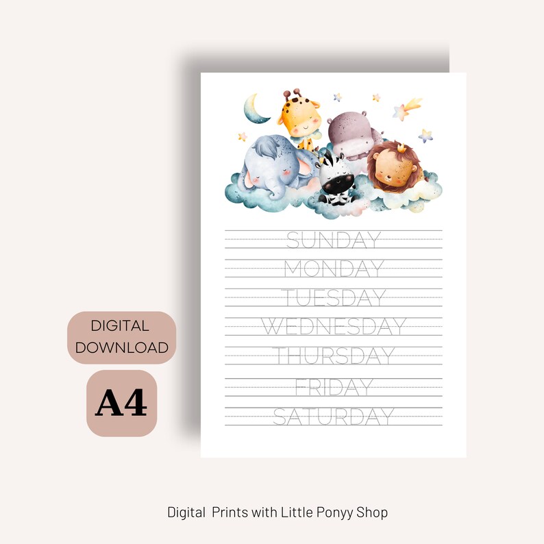 Days of the Week Tracing Worksheets / Tracing Printable for Pre-k ...