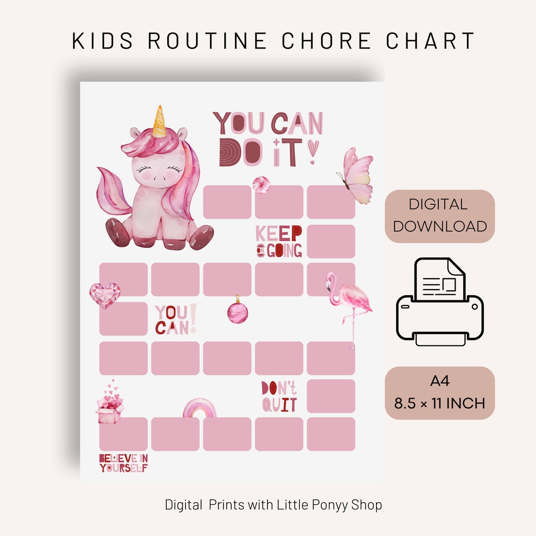 Unicorn Reward Chart, Unicorn Sticker Chart, Pink Gold Pastel Unicorn ...