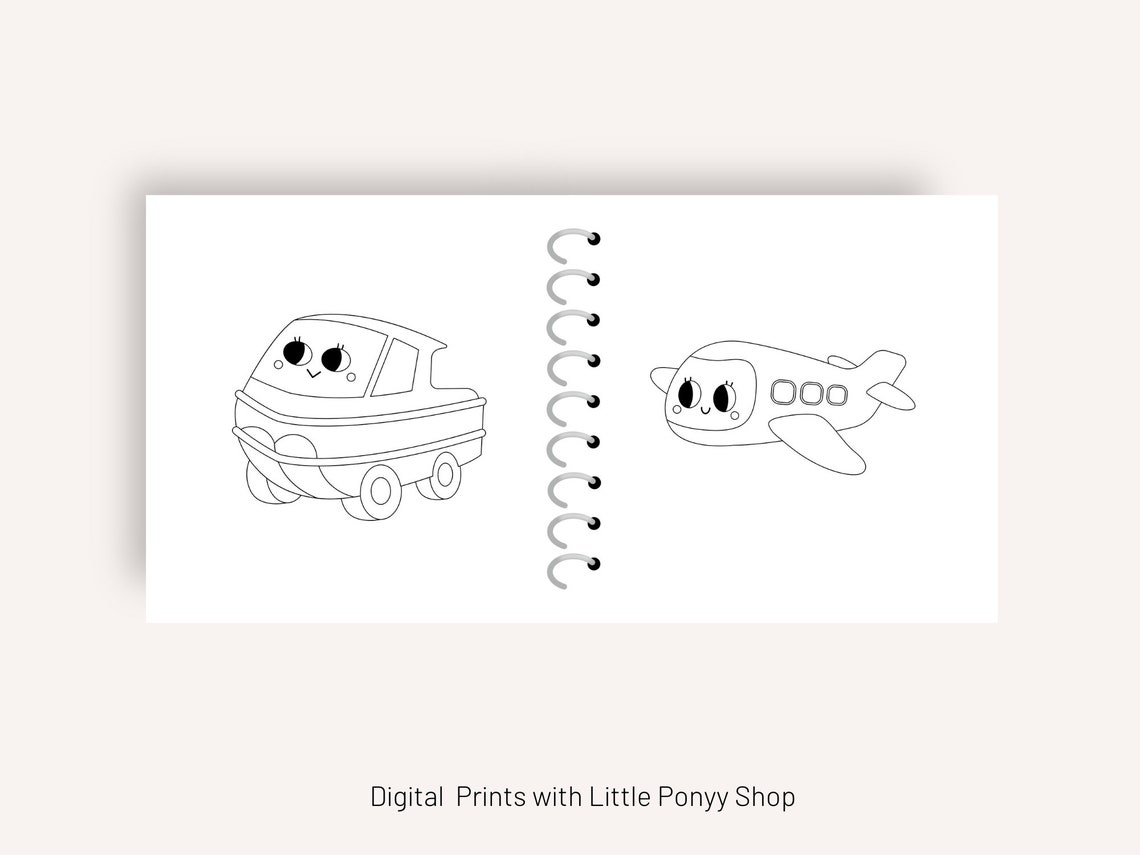 Printable Vehicles Coloring Book Easy Vehicles Coloring Pages - Etsy