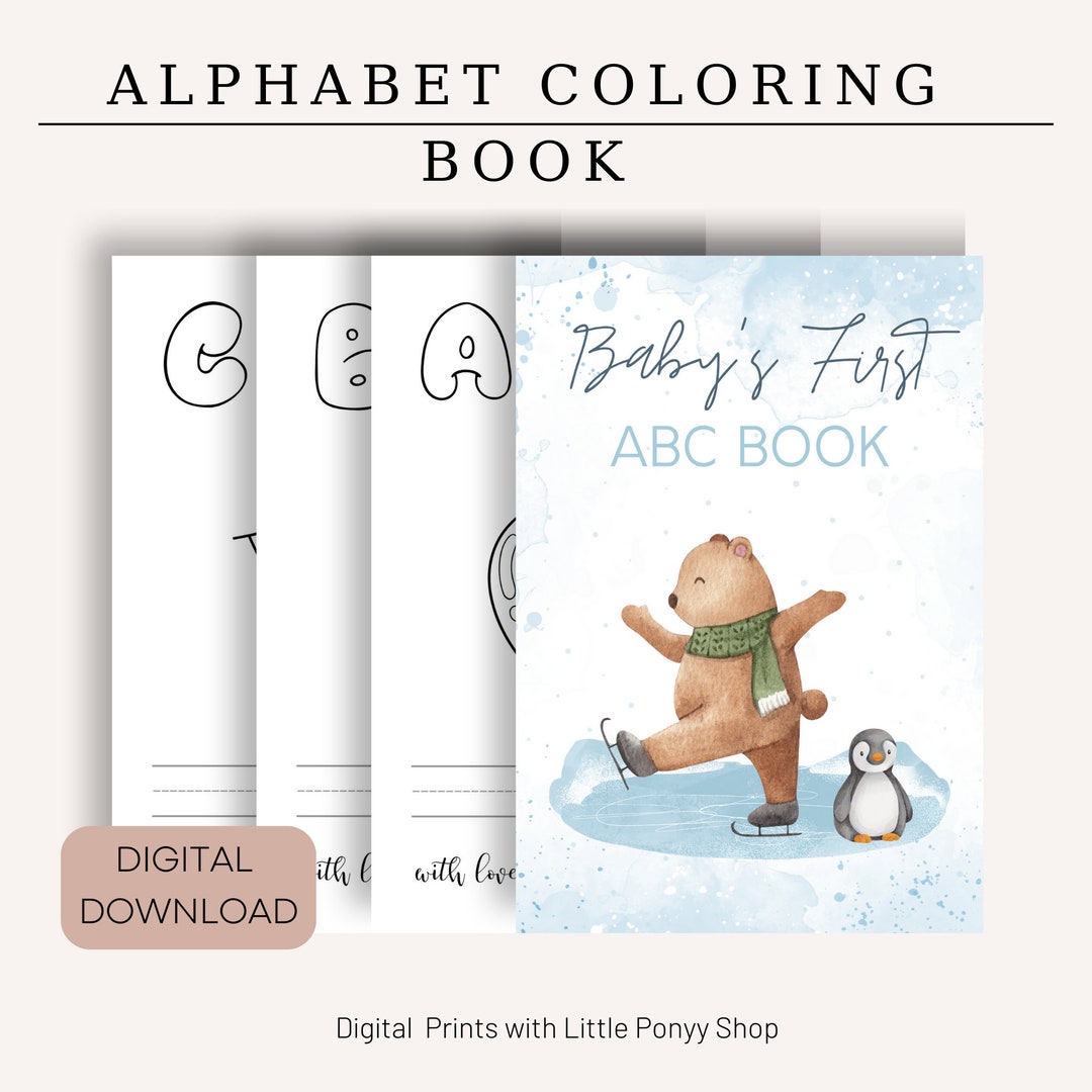Baby Shower ABC Coloring Book, First Alphabet Coloring Book, Minimalist ...