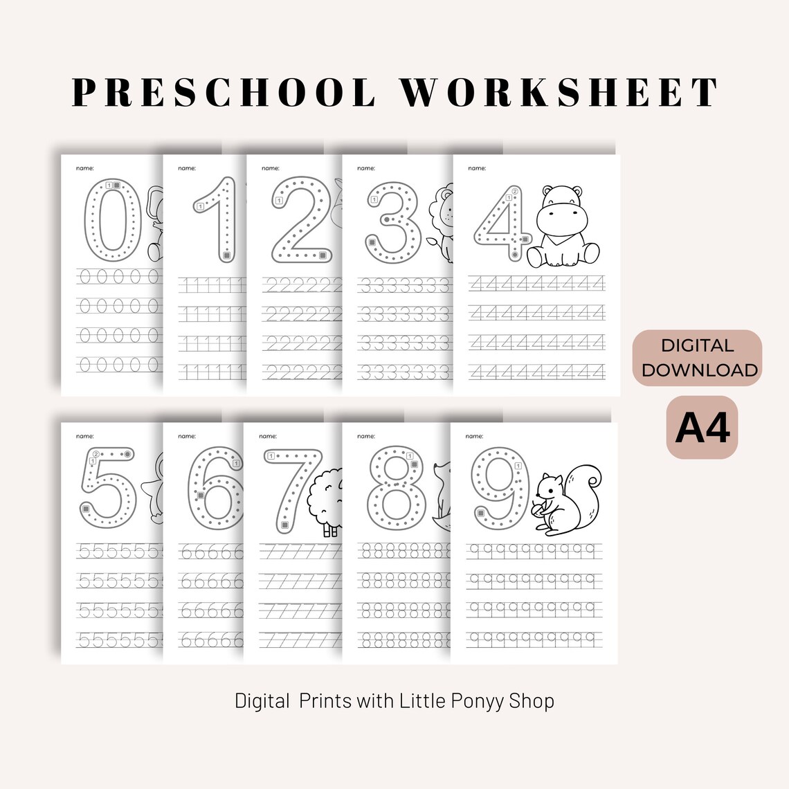 Printable Preschool Number Tracing Worksheets Number Writing Activities ...