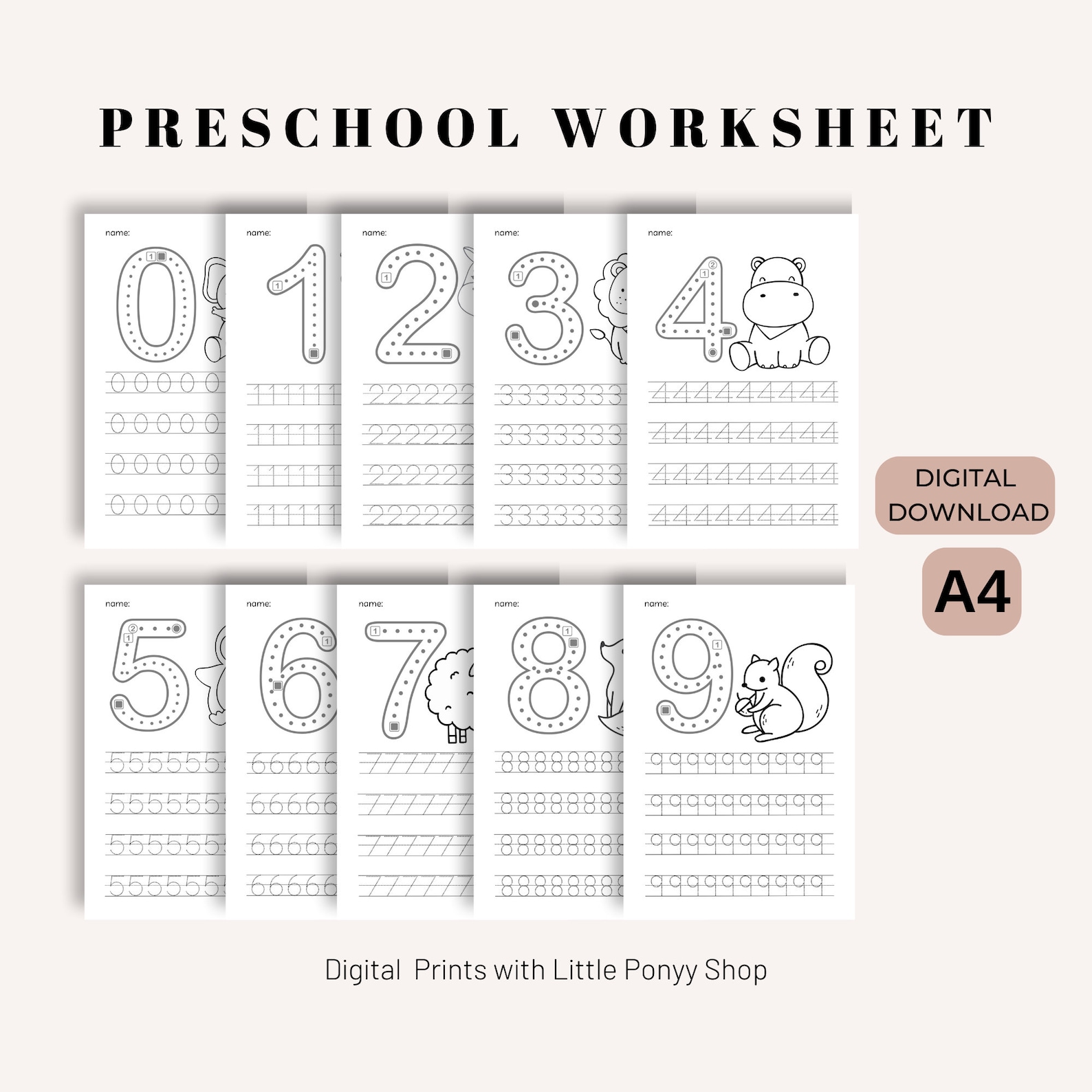 Printable Preschool Number Tracing Worksheets Number Writing Activities ...