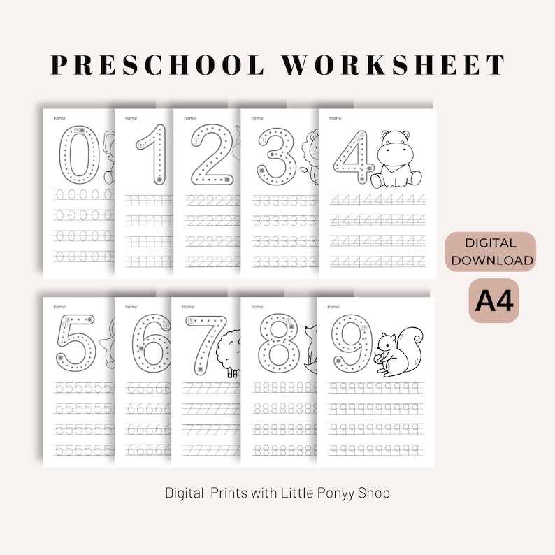 Printable Preschool Number Tracing Worksheets Number Writing Activities ...