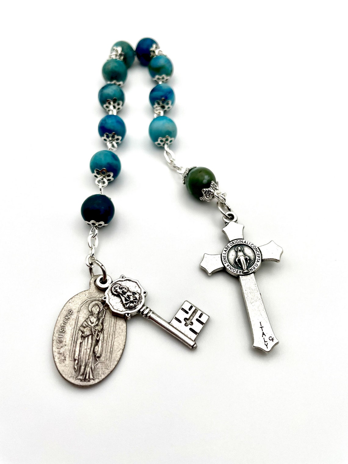 Vintage St. Monica + St. Augustine Medal, Sacred Heart + Immaculate ...