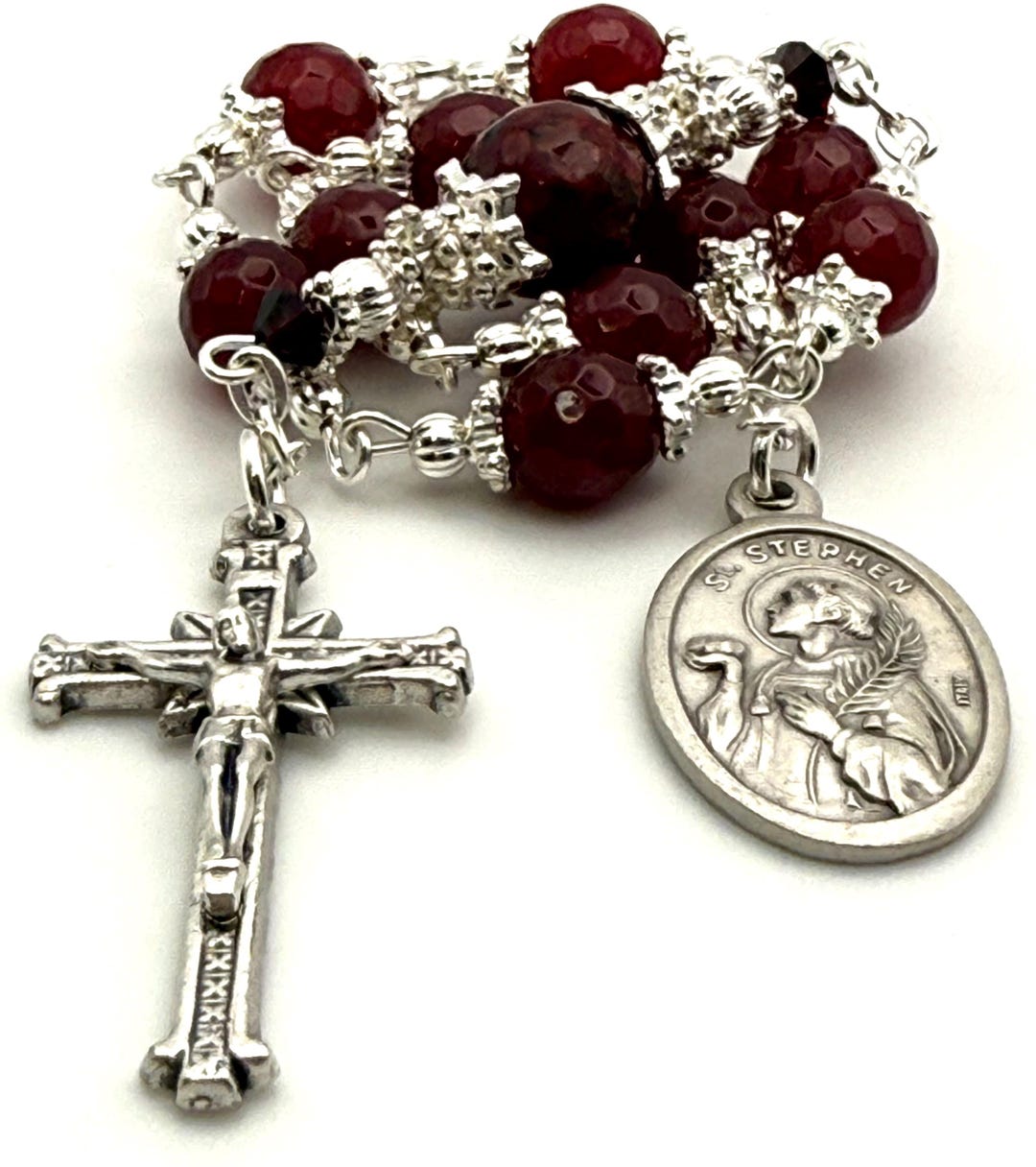 Saint Stephen First Martyr of the Church AAA Garnet Gemstone One Decade ...