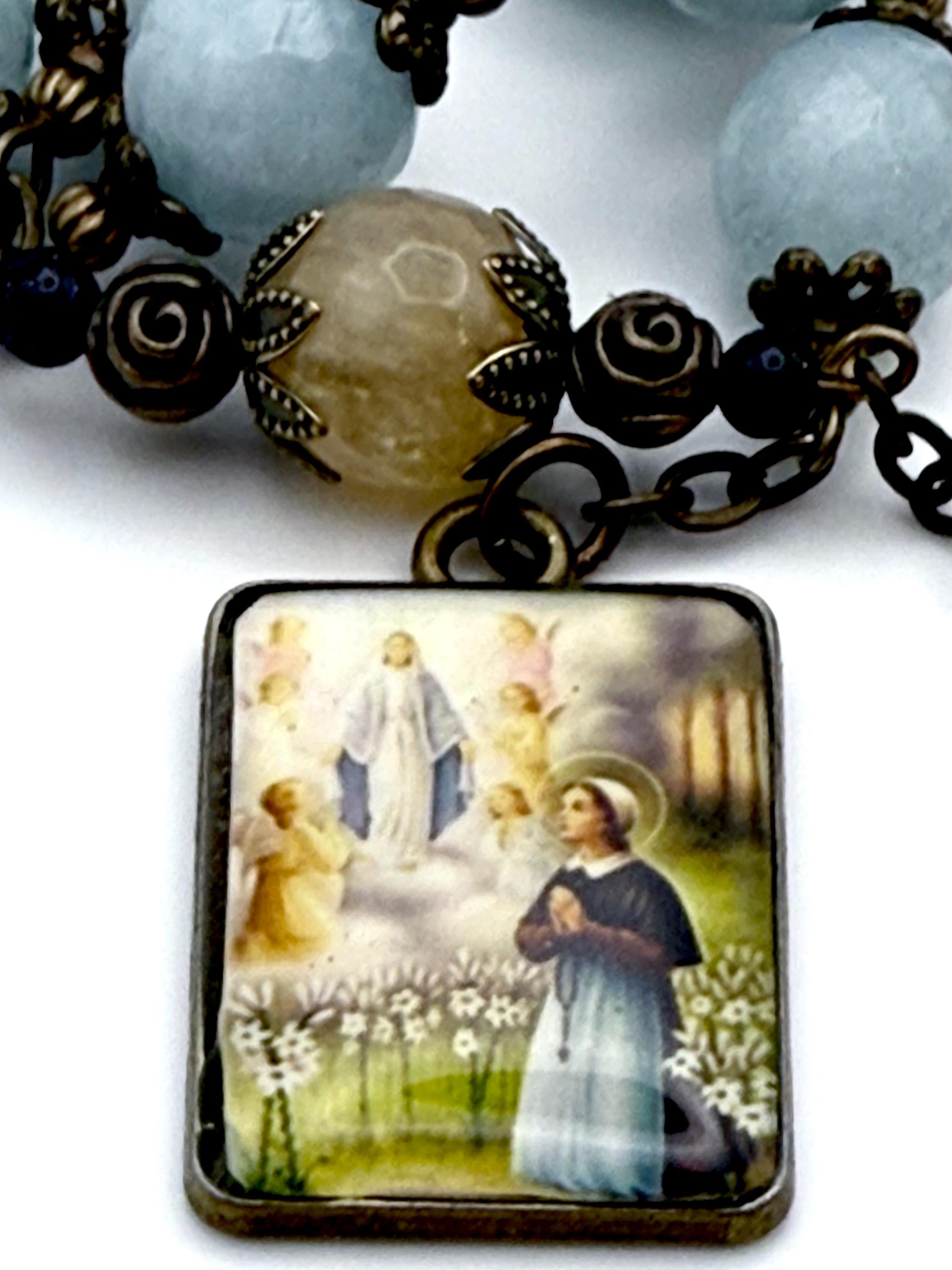 St. Bernadette, Our Lady of Lourdes Aquamarine + Champagne Jade ...