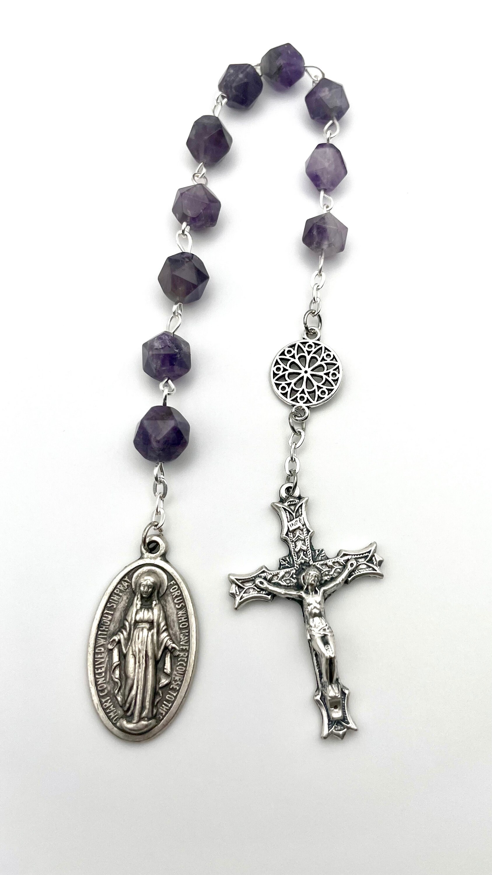 Genuine Amethyst Star Cut Beaded Tenner Chaplet One Decade - Etsy