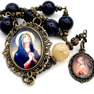 Our Lady of Seven Sorrows Servite Chaplet Pocket Rosary Blue Sandstone ...