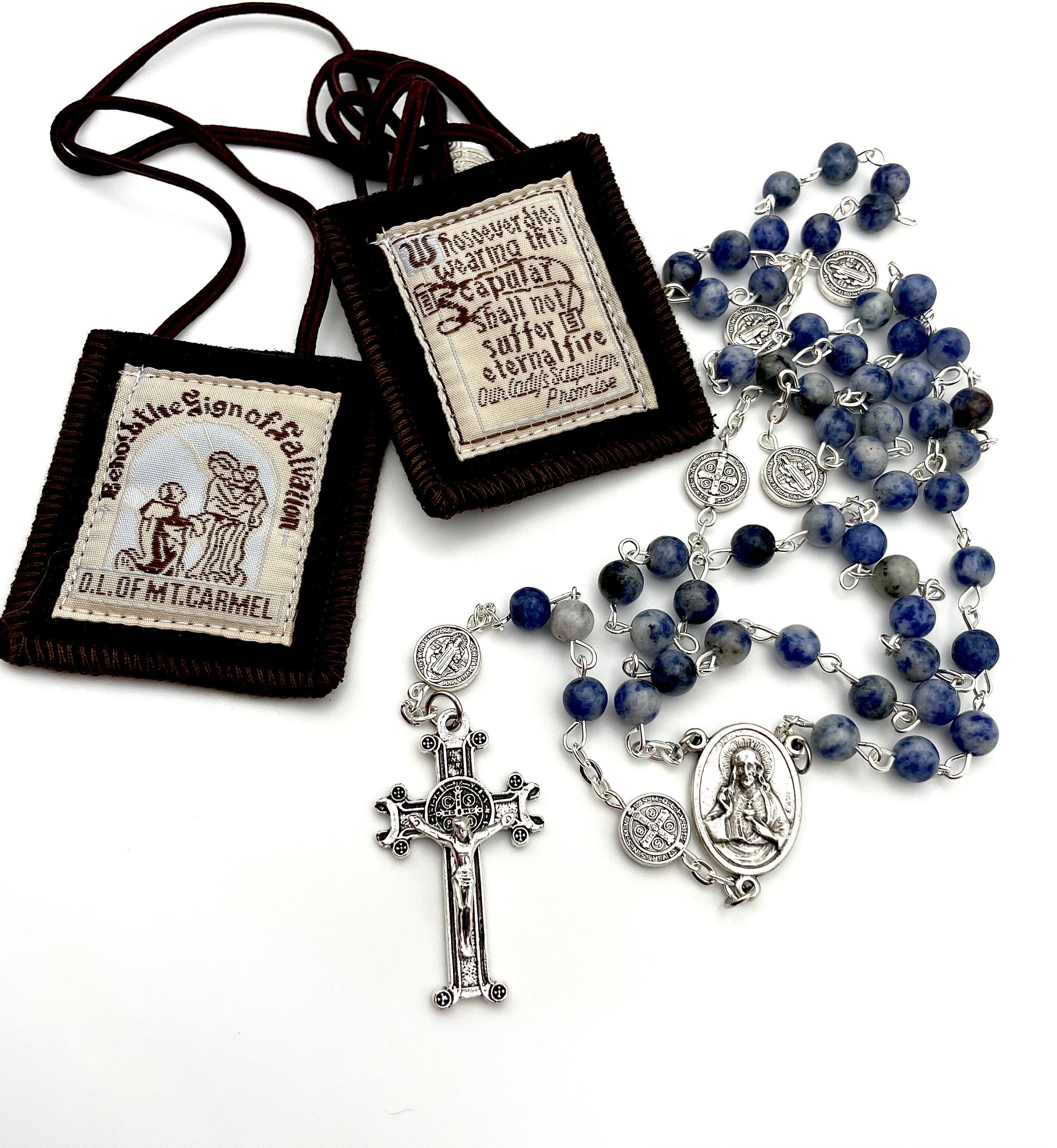 Genuine Blue Spot Gemstone Brown Scapular Rosary Our Lady Mt. - Etsy