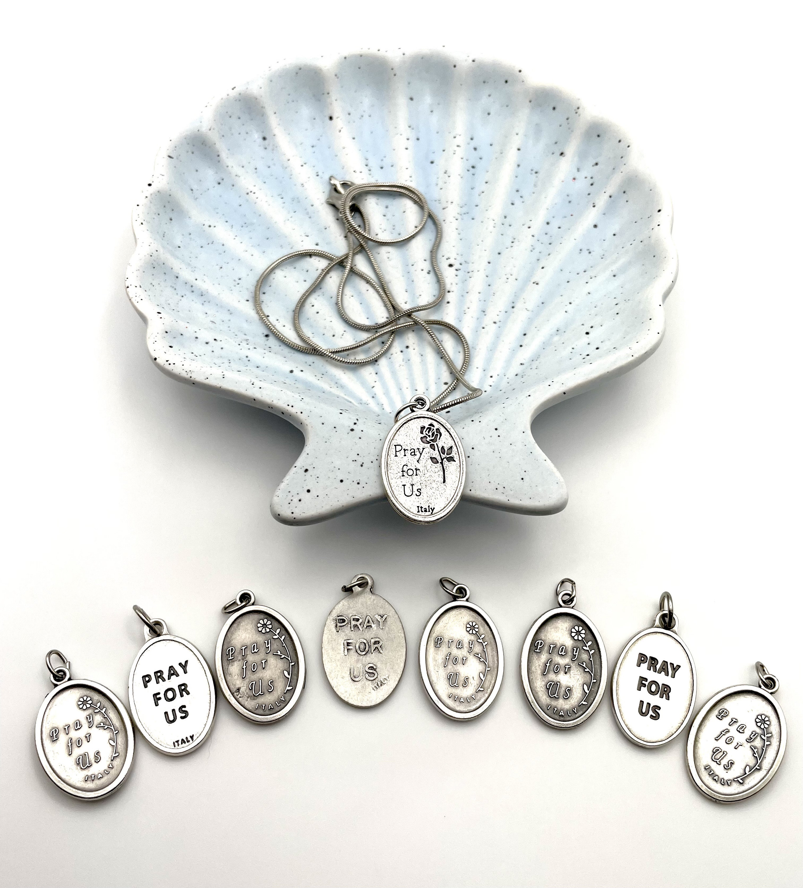 Female Saint Double Sided Medals on Silver Necklace L Gemma, Josephine ...