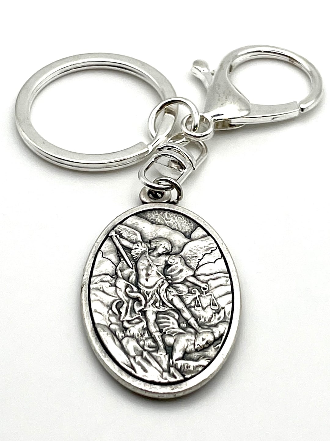 Saint Michael the Archangel + Guarfian Angel Protection Keychain ...