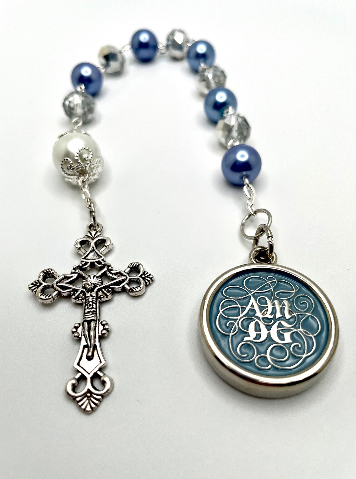 AMDG Tenner Chaplet One Decade Rosary With Large, Heavy AMDG Medal and ...