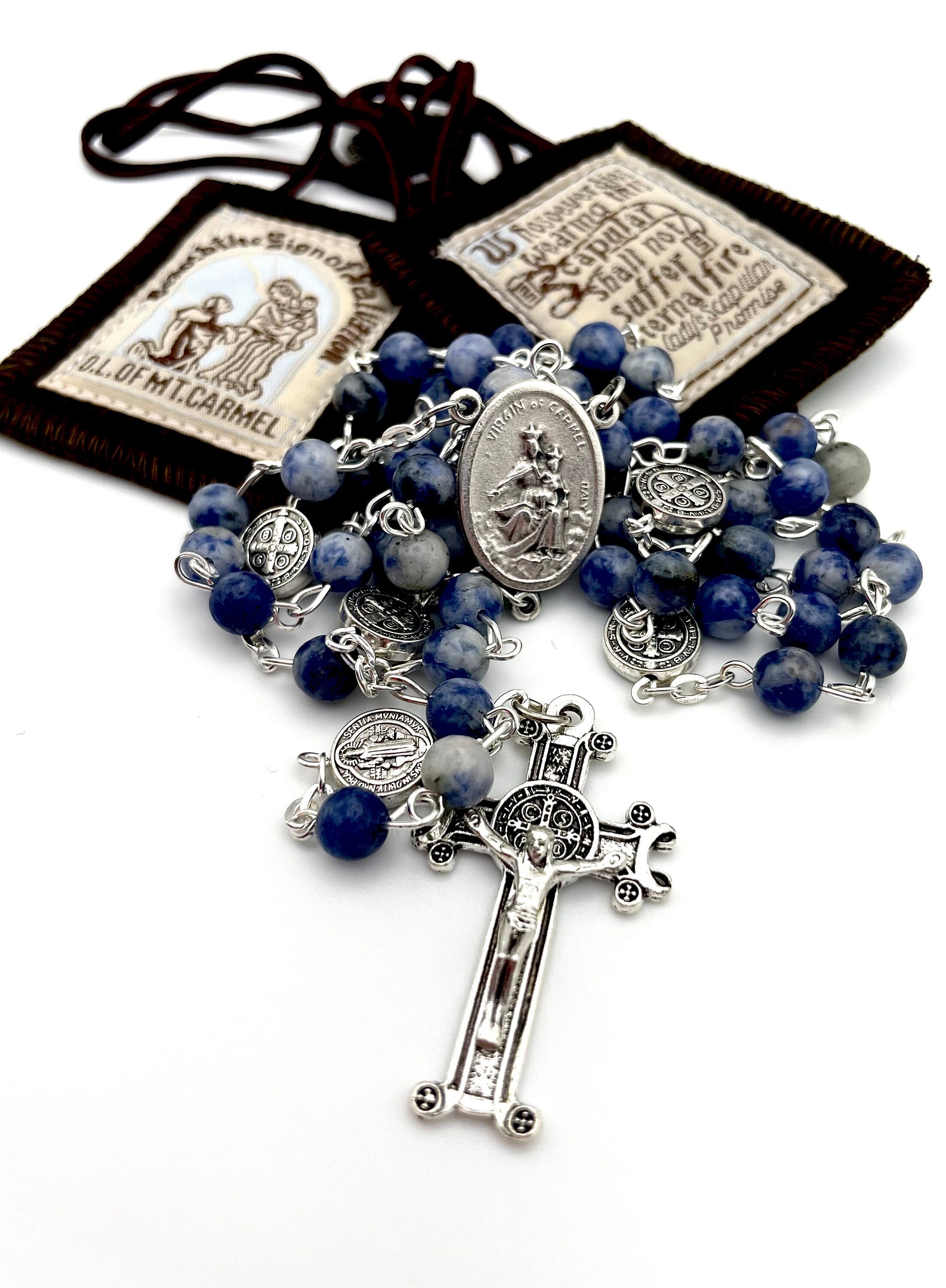 Genuine Blue Spot Gemstone Brown Scapular Rosary Our Lady Mt. - Etsy