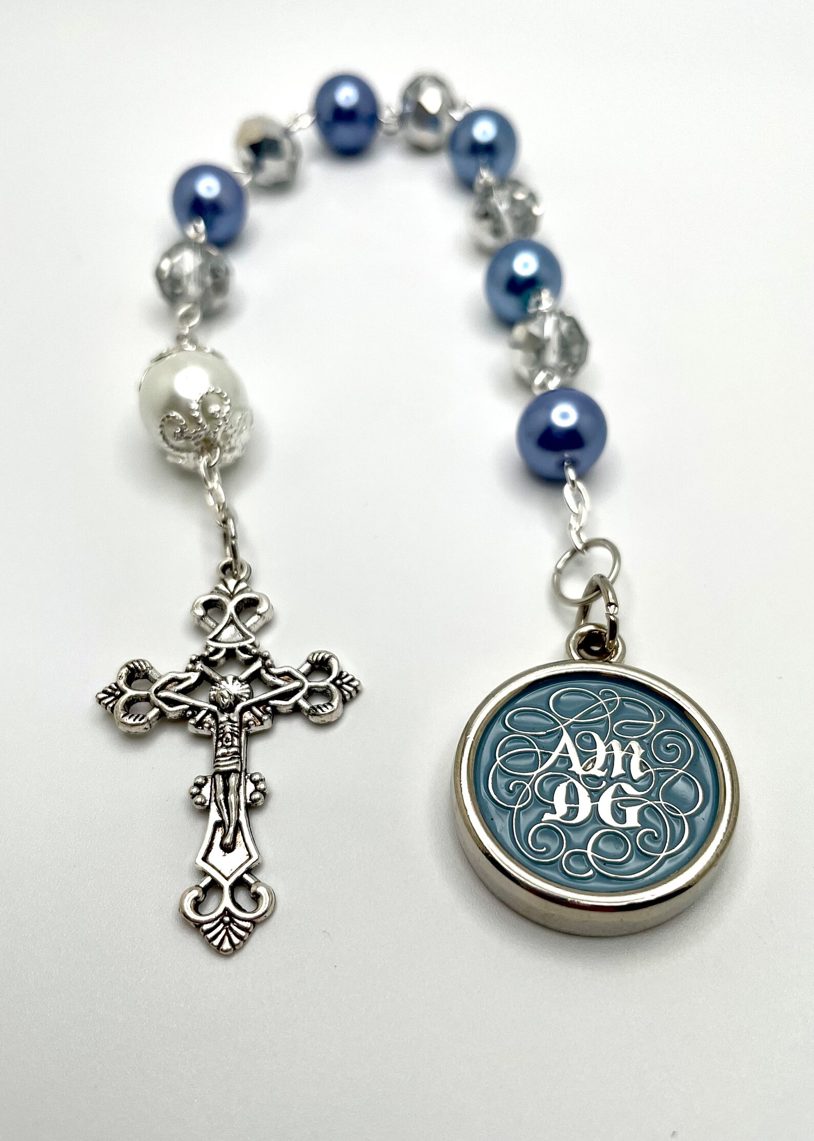 AMDG Tenner Chaplet One Decade Rosary With Large, Heavy AMDG Medal and ...