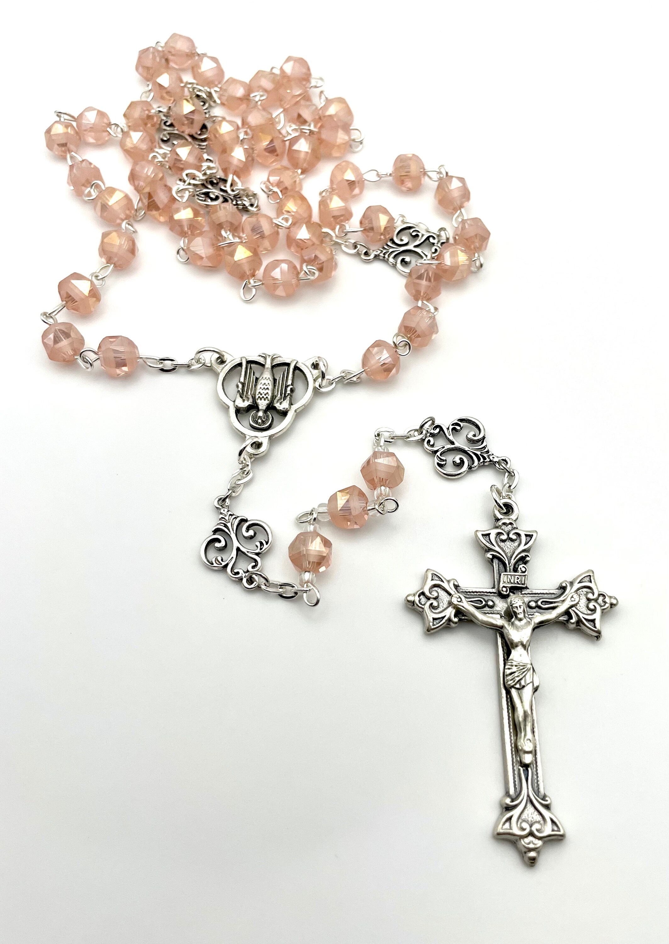 Holy Spirit Trinity Centerpiece Rosary With Gorgeous, Shimmery ...