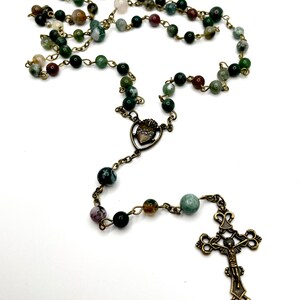 Sacred Heart of Jesus + Immaculate Heart of Mary Genuine Indian Agate ...