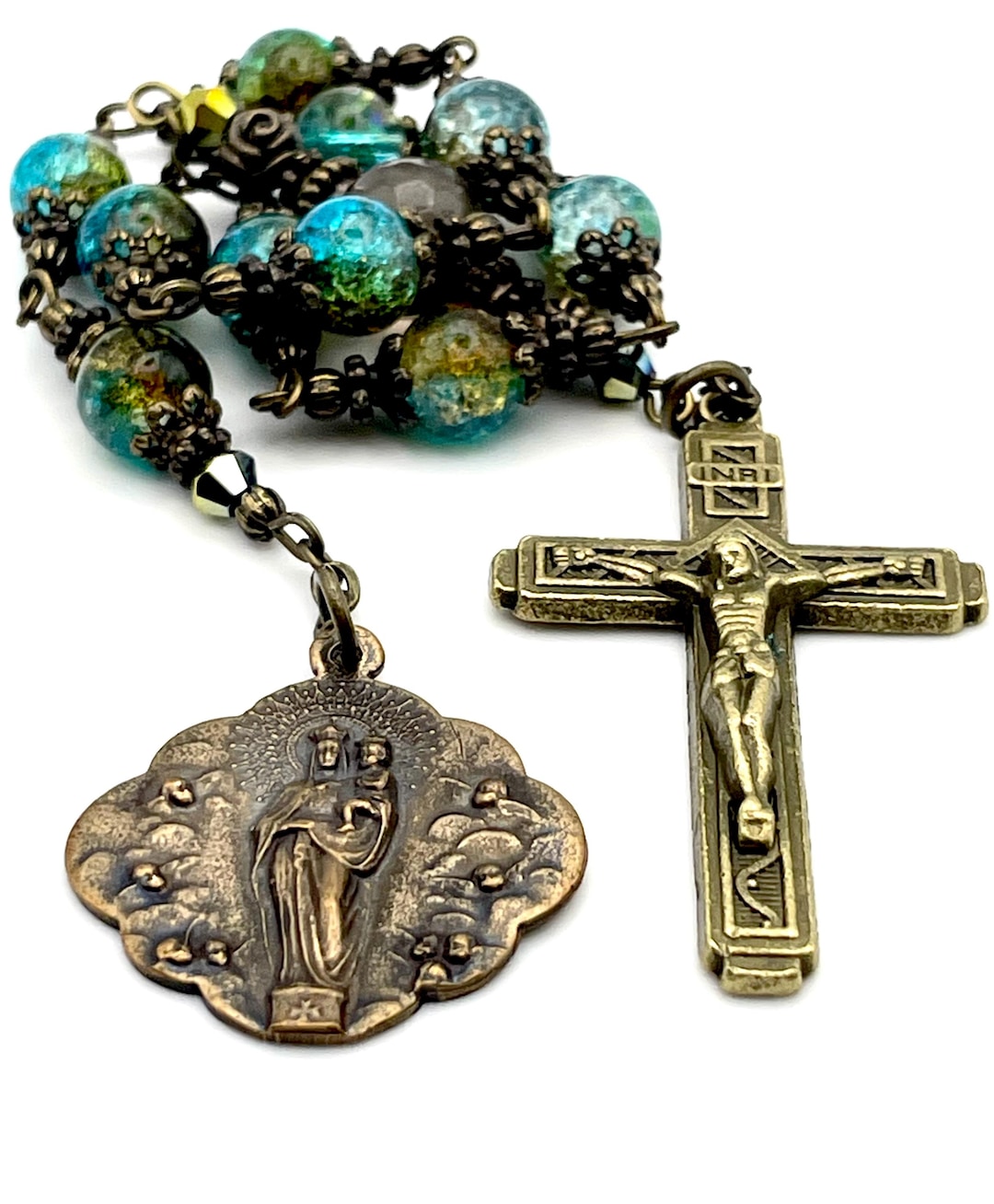 Our Lady of Pilar Heirloom Tenner Chaplet One Decade Rosary | Aqua ...