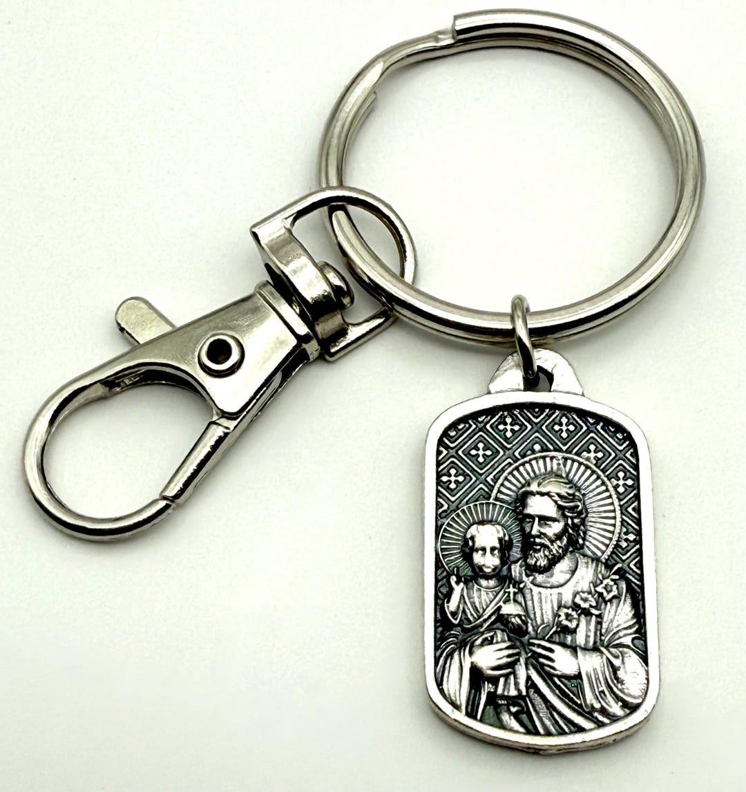 Saint Joseph + Infant Jesus | Large, Heavyweight, Durable Keychain With ...