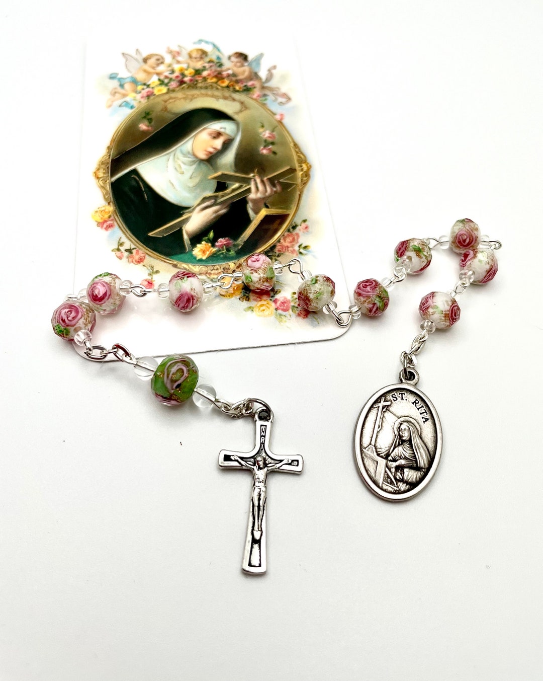 Saint Rita Rose Tenner Chaplet One Decade Pocket Rosary With Fatima ...