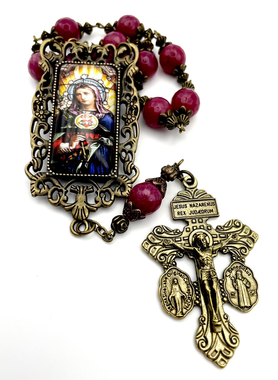 Heirloom Quality Ruby Gemstone Single Decade Rosary | Stunning ...