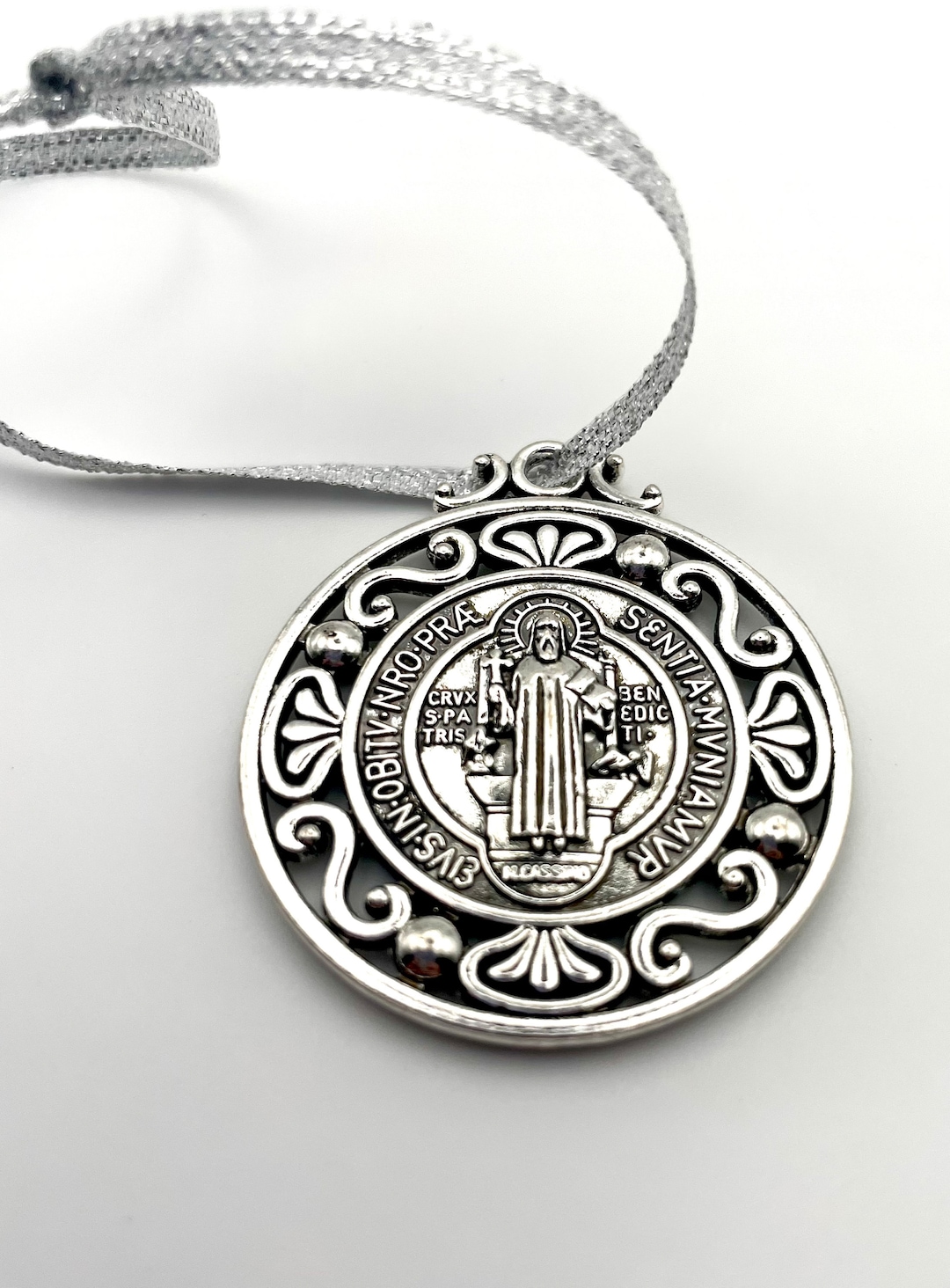 Large, Double-sided Saint Benedict Medal Ornament L Christmas Ornament ...