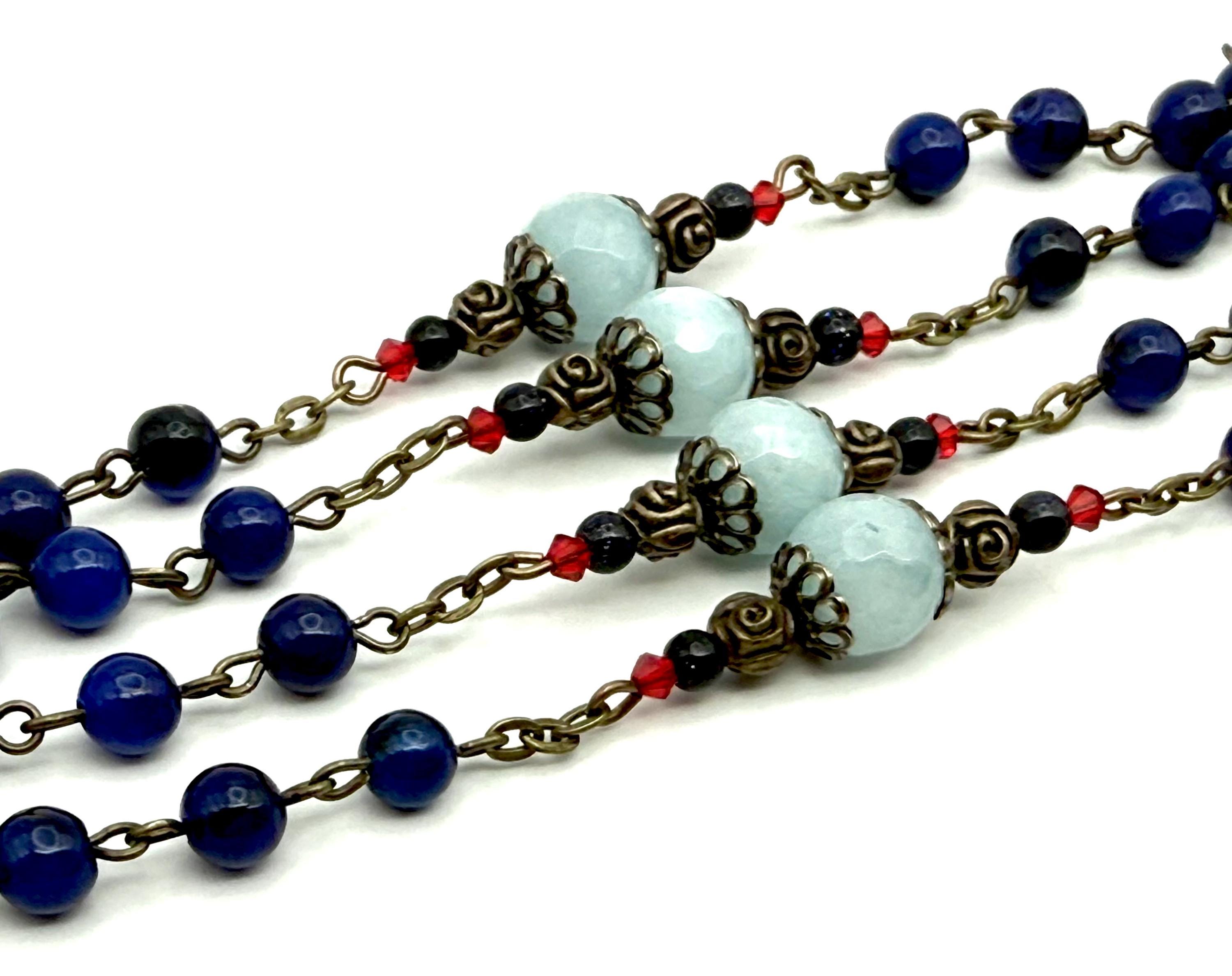 Saint Carlo Acutis AAA Blue Lapis Lazuli + Aquamarine Jade Gemstone ...