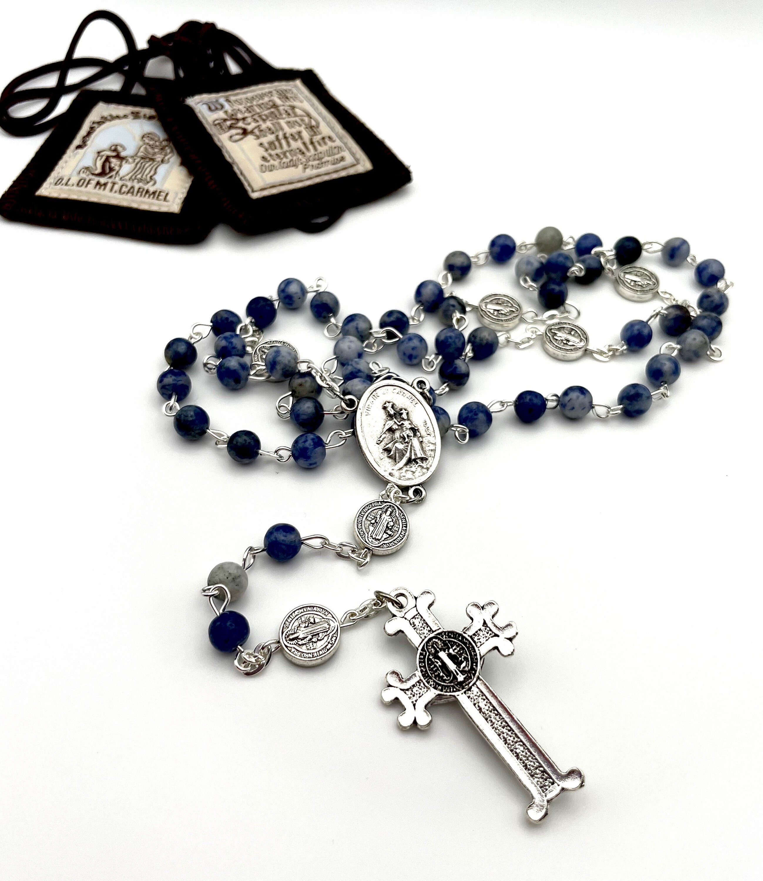 Genuine Blue Spot Gemstone Brown Scapular Rosary Our Lady Mt. - Etsy