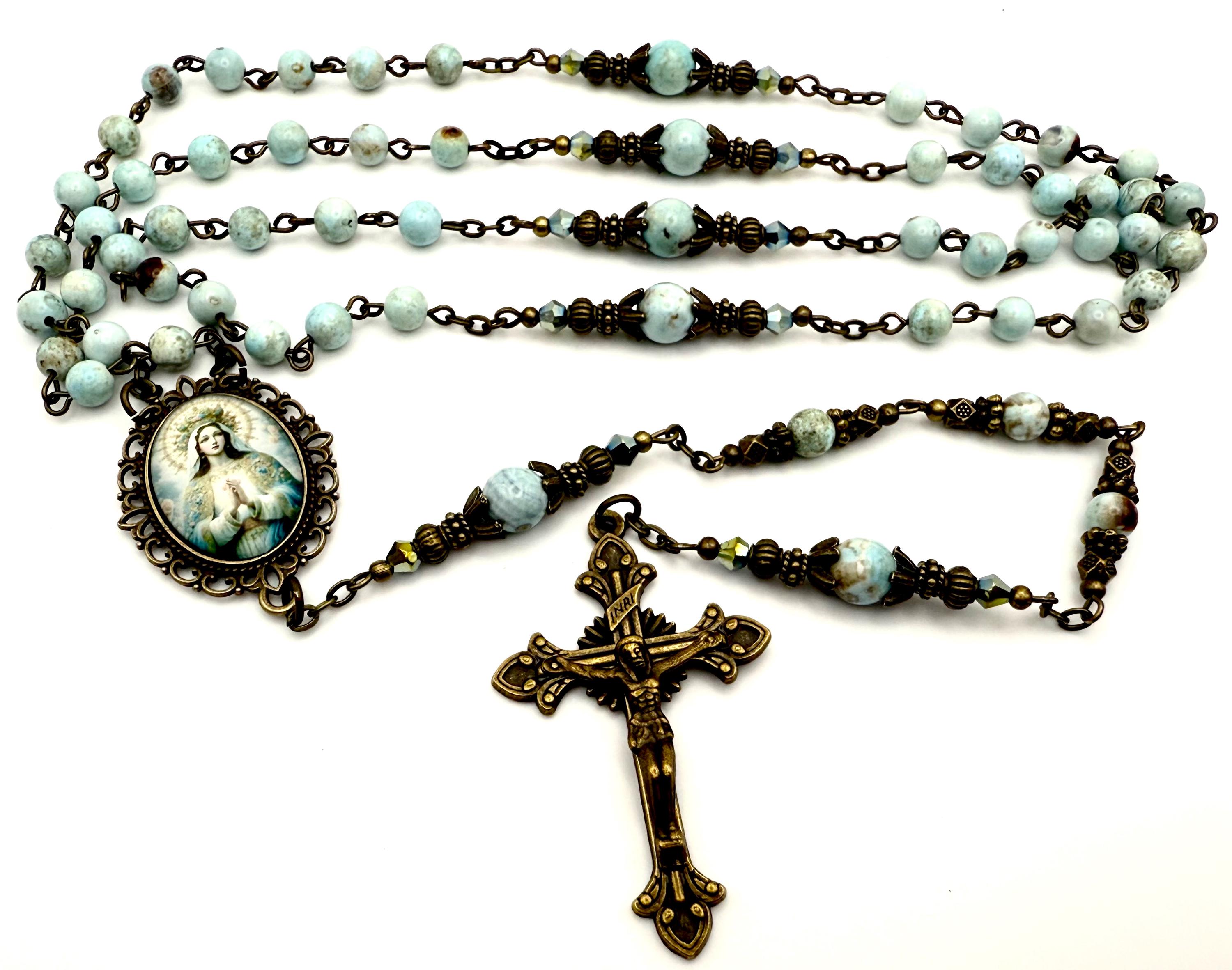 Rare Robin’s Egg Terra Agate Aqua AAA Gemstone Praying Madonna Our Lady ...