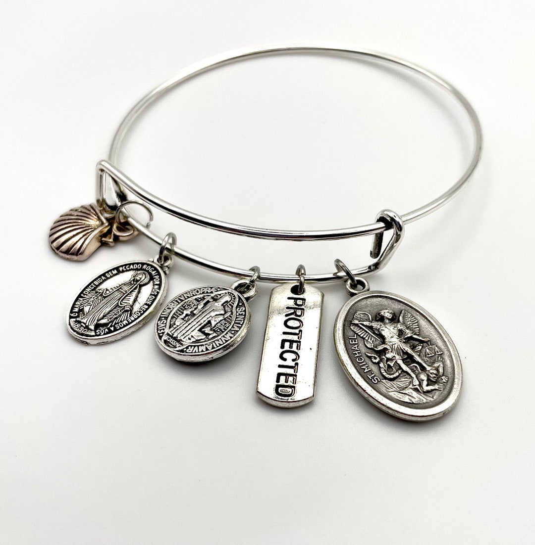 Protection Charm Bracelet— Saint Michael the Archangel, Guardian Angel ...