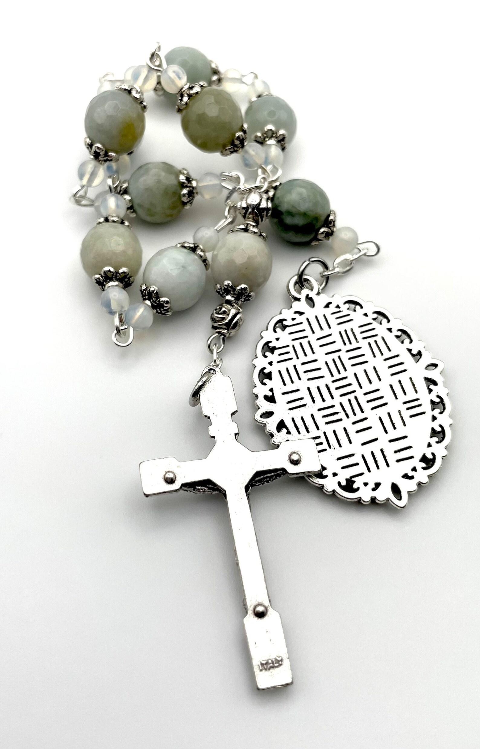 Stella Maris, Star of the Sea, AAA Burmese Jade + White Opal Precious ...