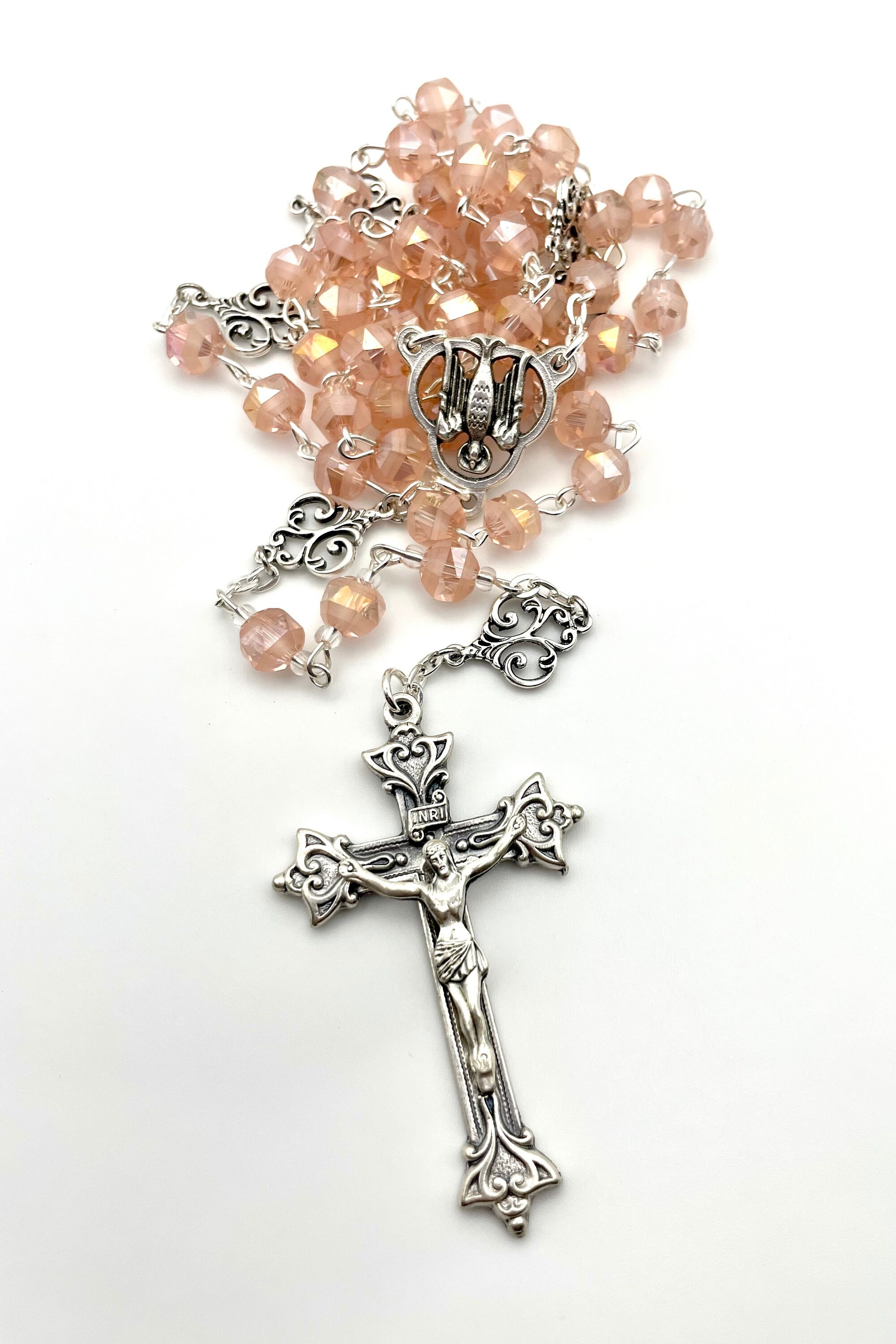 Holy Spirit Trinity Centerpiece Rosary With Gorgeous, Shimmery ...
