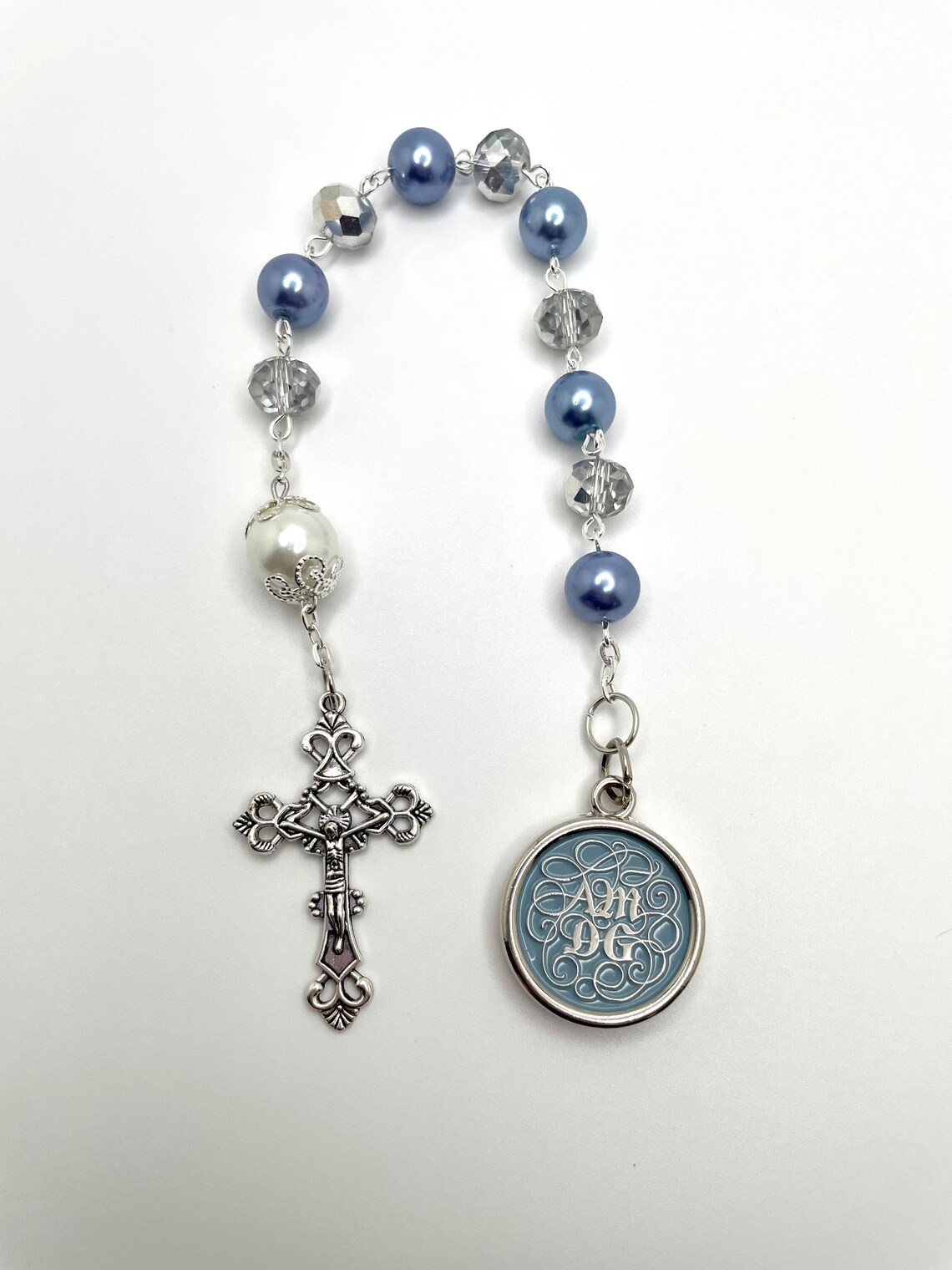 AMDG Tenner Chaplet One Decade Rosary With Large, Heavy AMDG Medal and ...