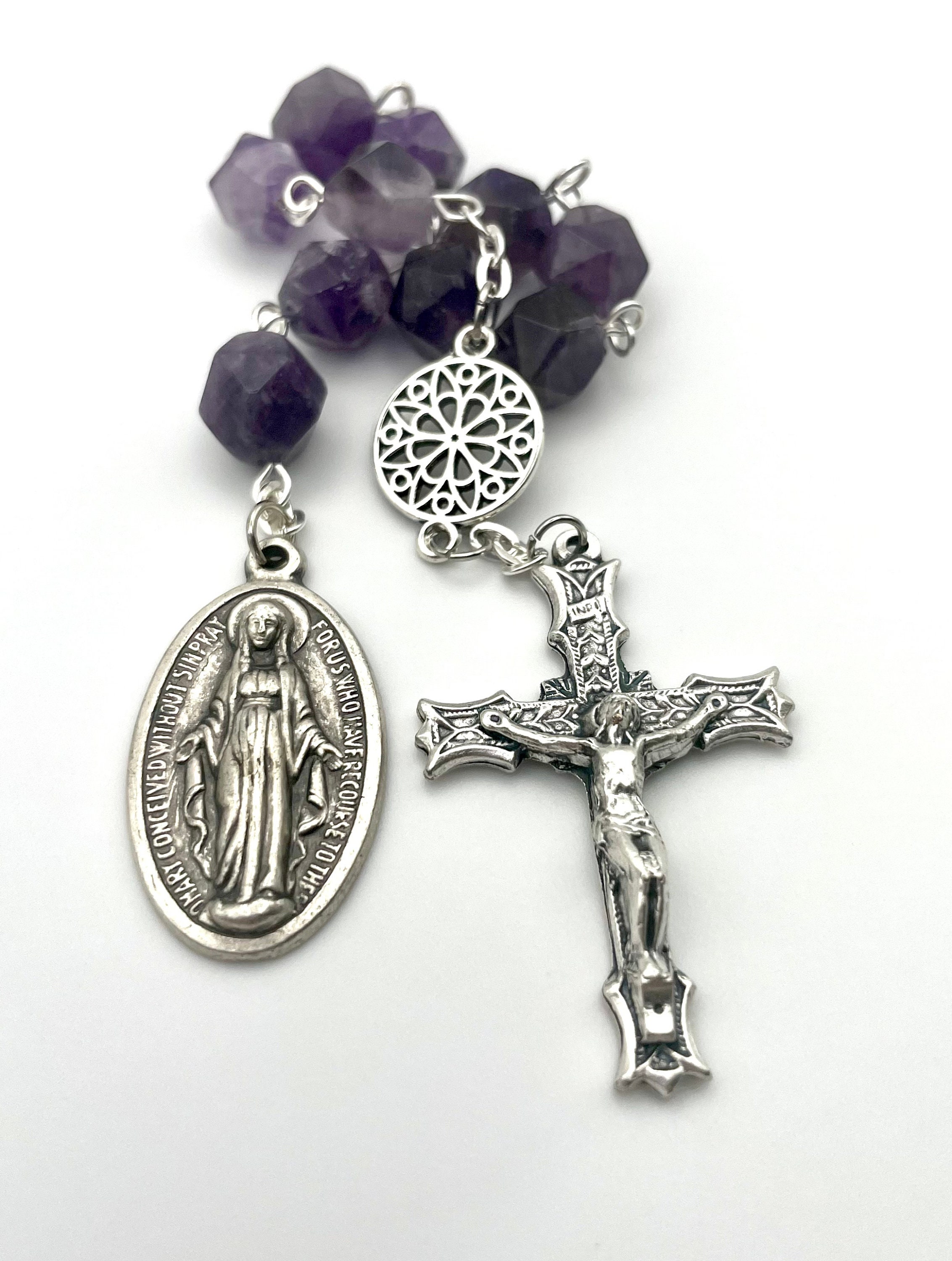 Genuine Amethyst Star Cut Beaded Tenner Chaplet One Decade - Etsy
