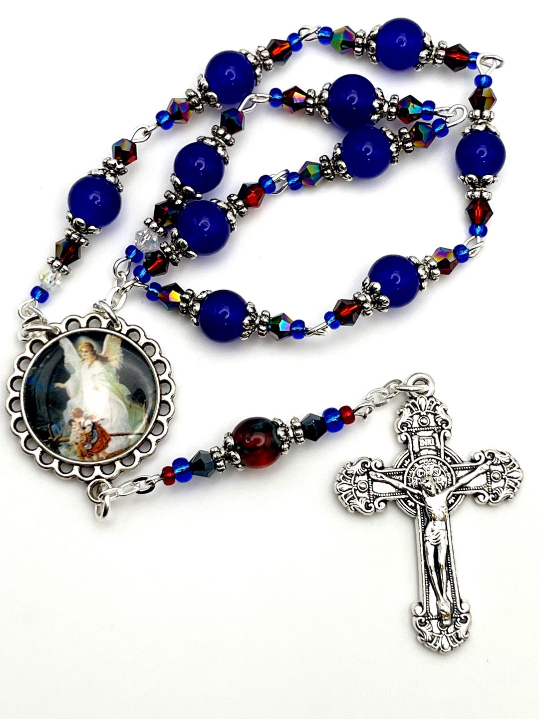 Guardian Angel Portrait Chaplet One Decade Pocket Rosary | Garnet ...