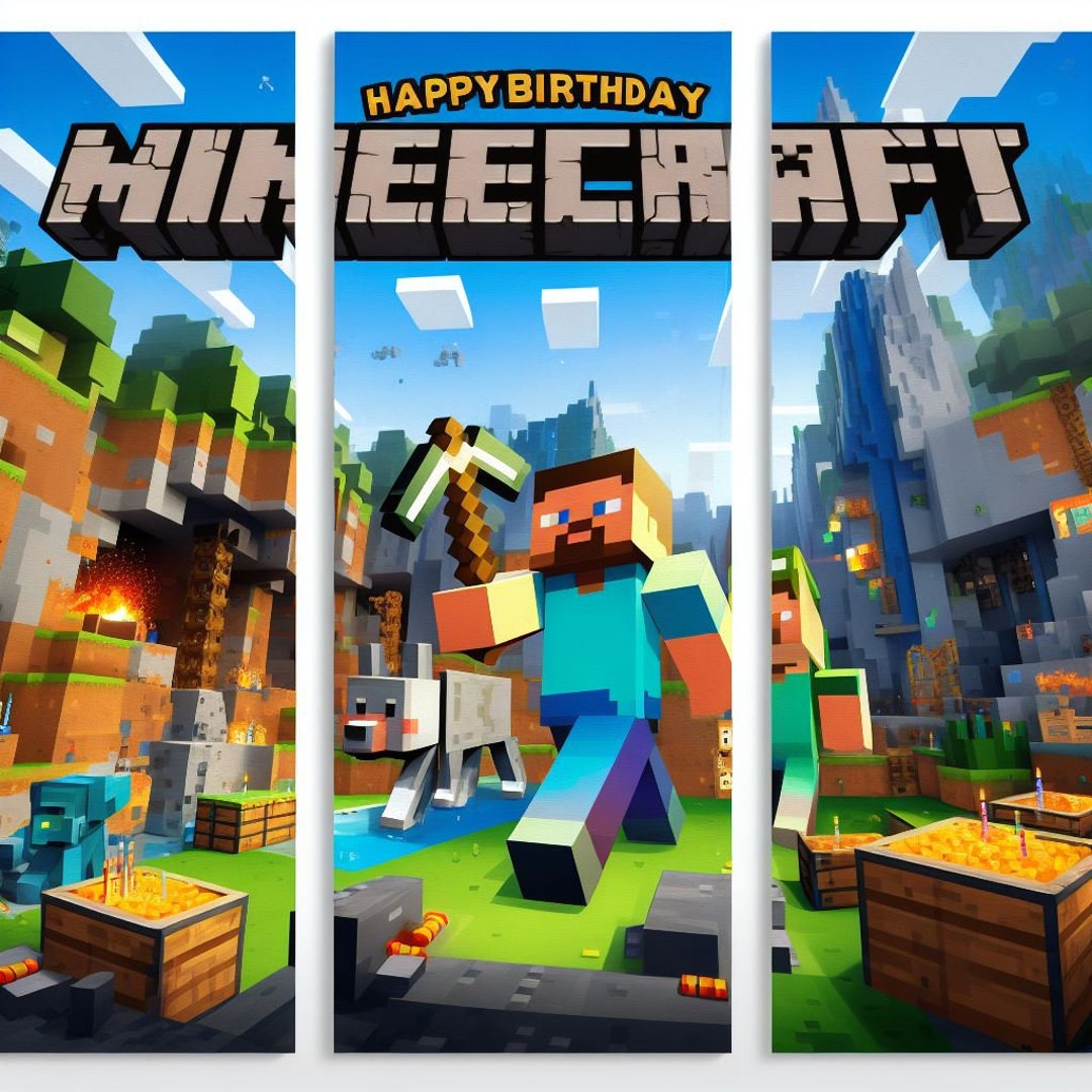 Minecraft Birthday Banner - Etsy