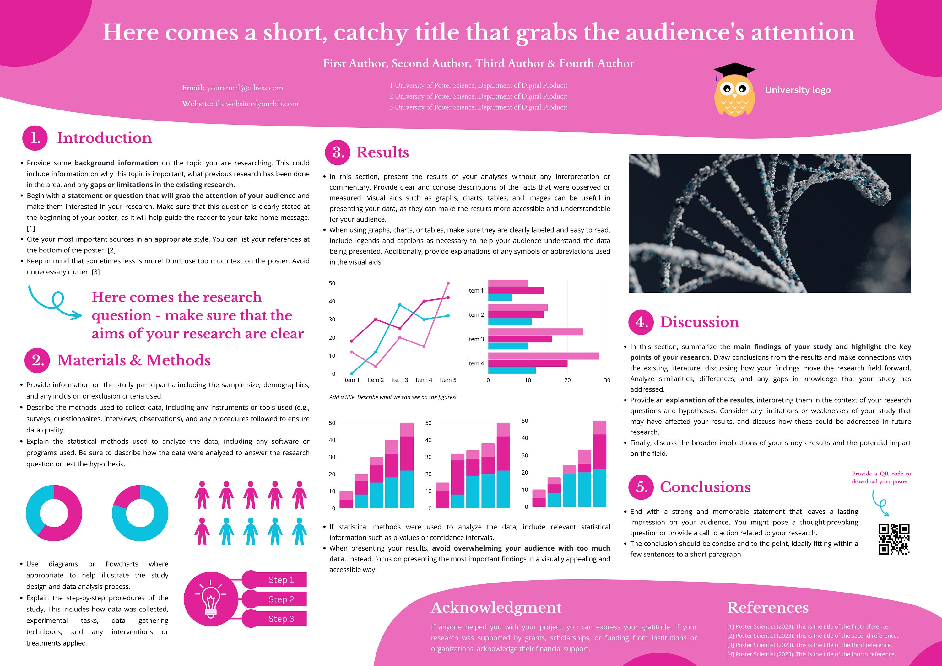 Pink Scientific Research Poster Template to Present Your Academic Study ...