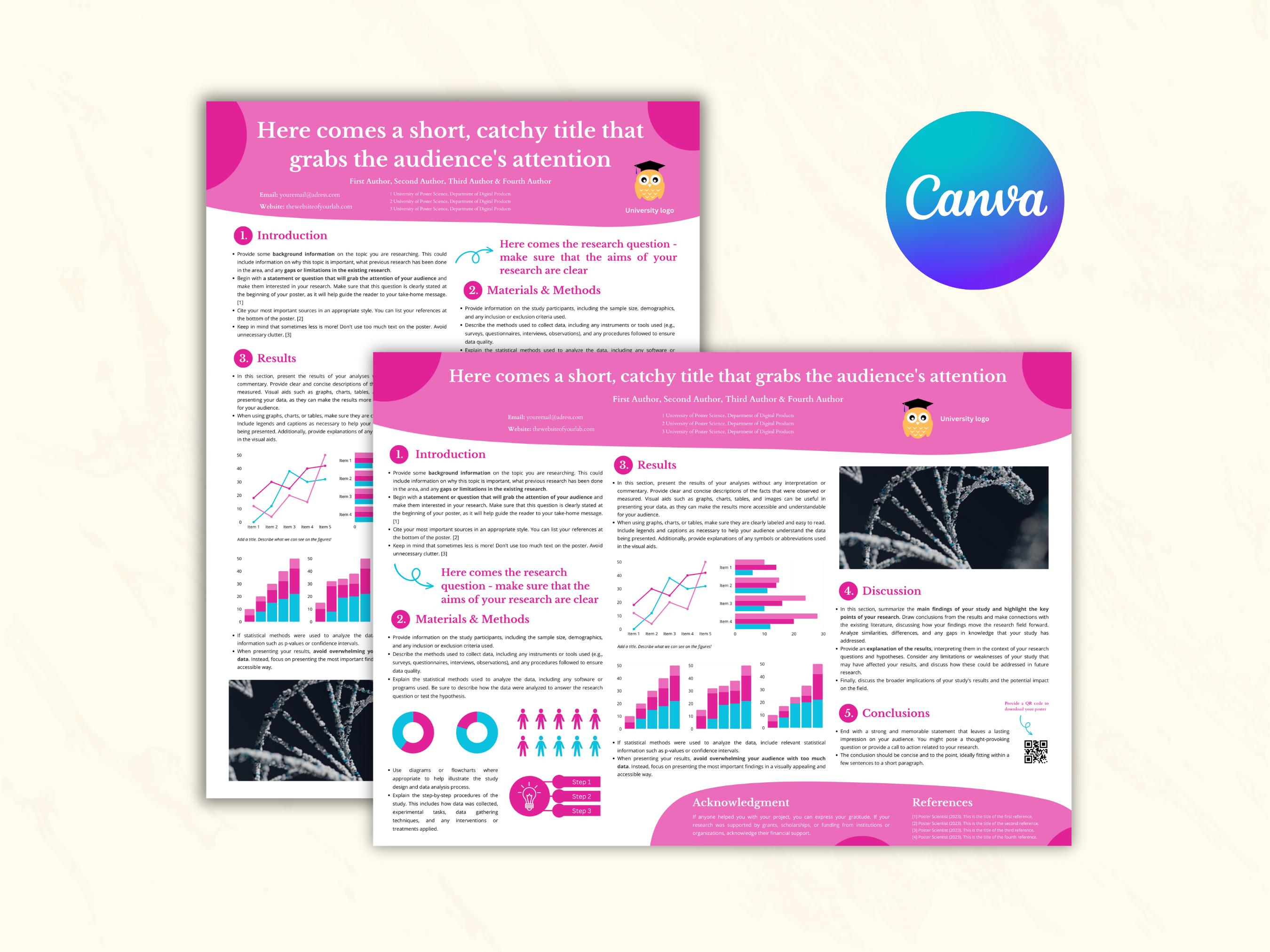 Pink Scientific Research Poster Template to Present Your Academic Study ...