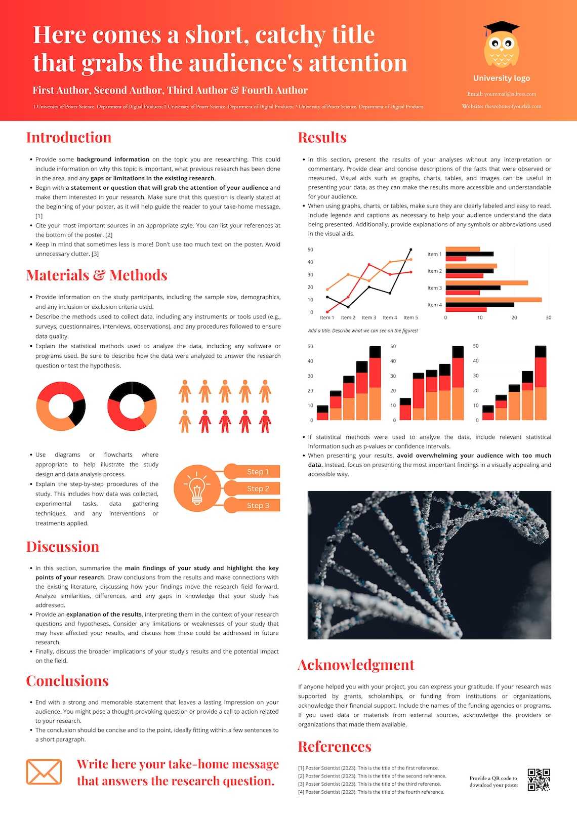 Academic Poster Template Canva to Present Your Research A0 Portrait and ...