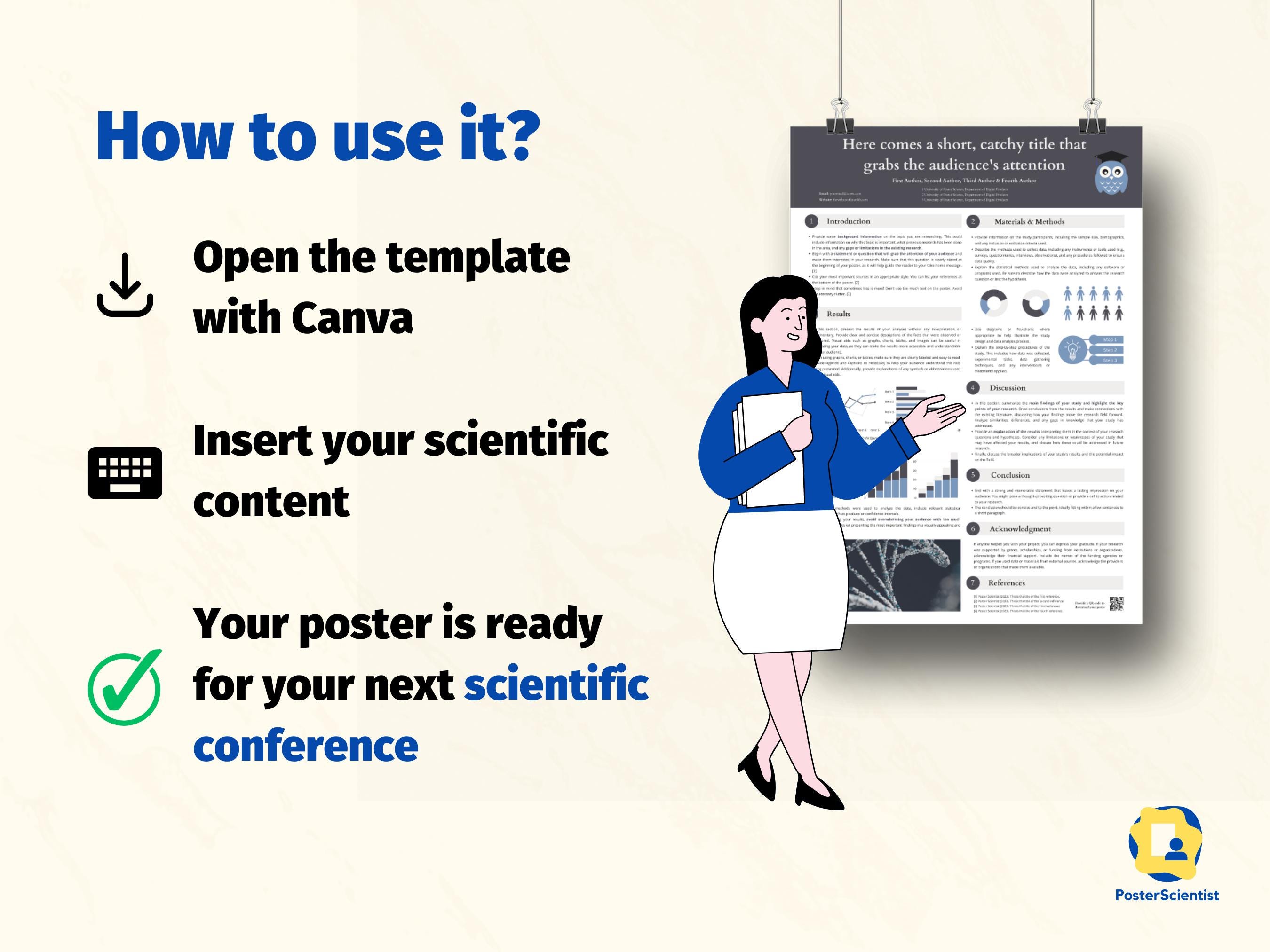 Scientific Conference Poster Template Canva to Present Your Study in ...