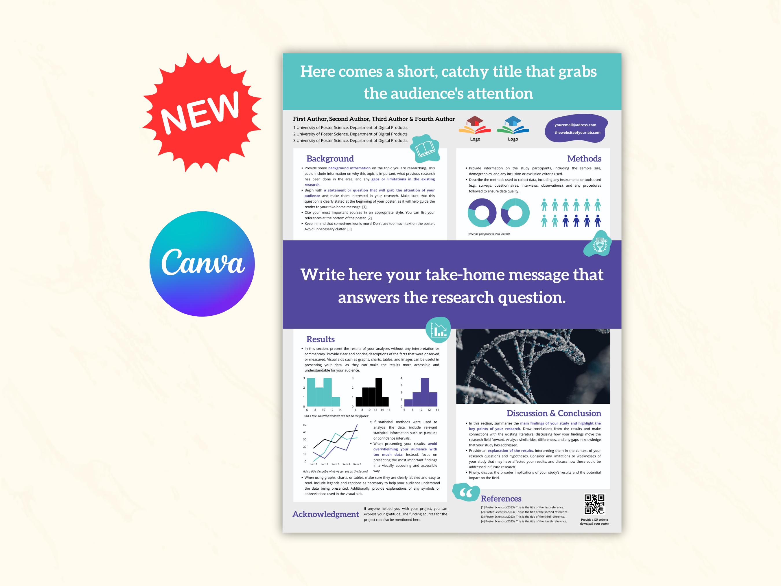 Scientific Conference Poster Template Canva to Present Your Study in ...
