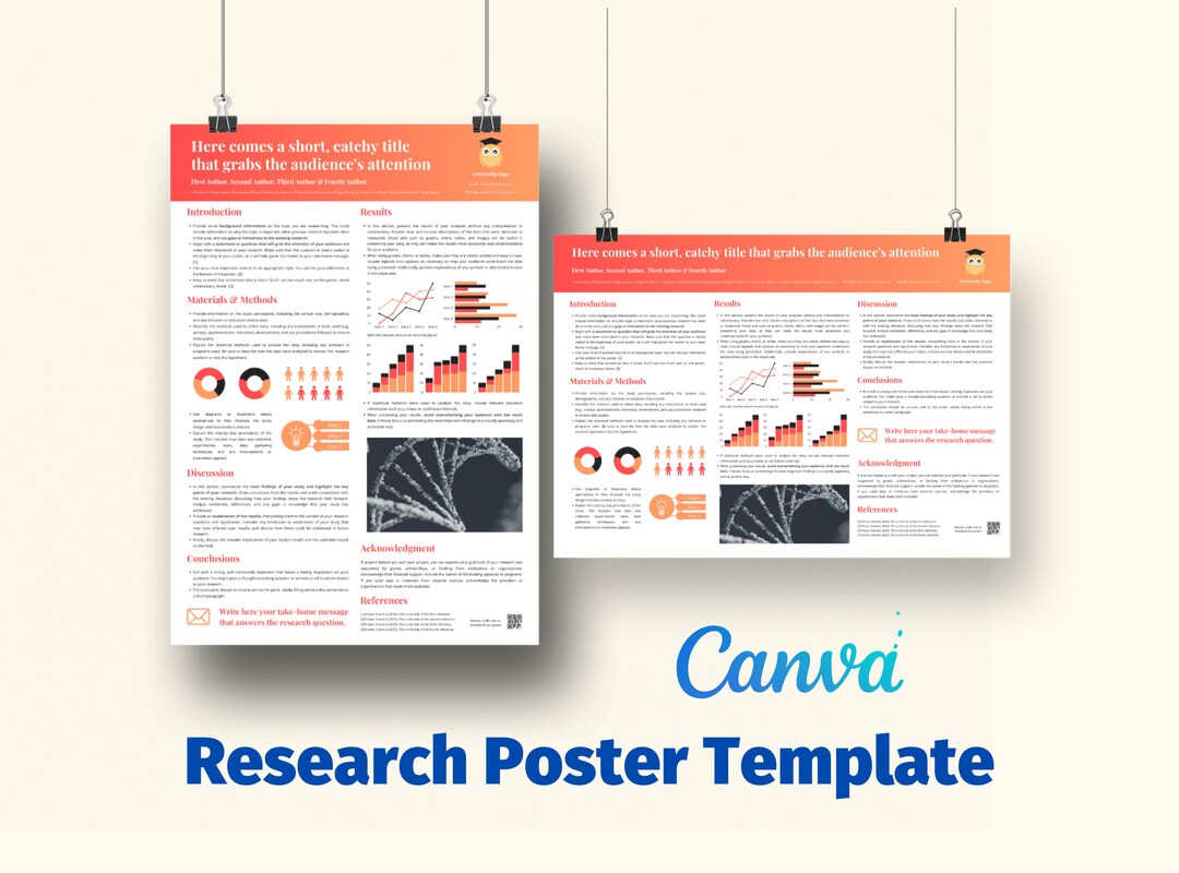 Academic Poster Template Canva to Present Your Research A0 Portrait and ...