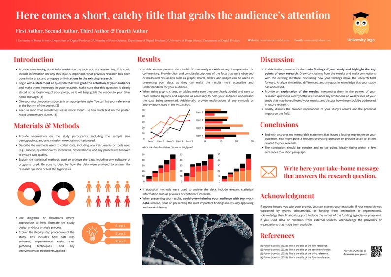 Academic Poster Template Canva to Present Your Research A0 Portrait and ...
