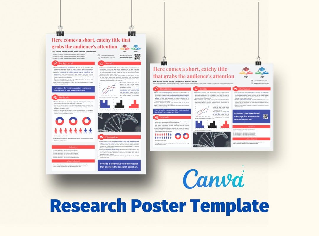 Academic Research Poster Template in Canva to Present Your Research A0 ...