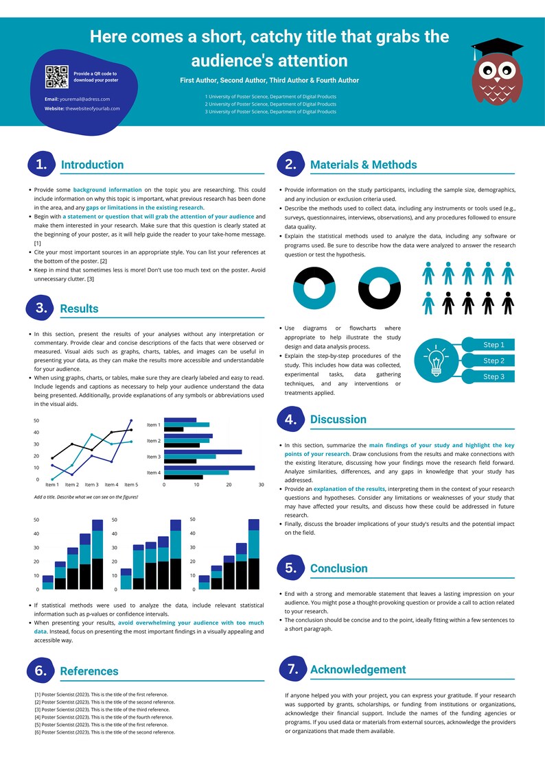 Scientific Poster Template Canva to Present Your Research A0 Size in ...
