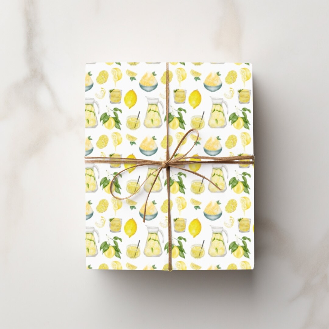 Elegant Pastel Lemon Design Wrapping Paper for Summer Parties - Etsy