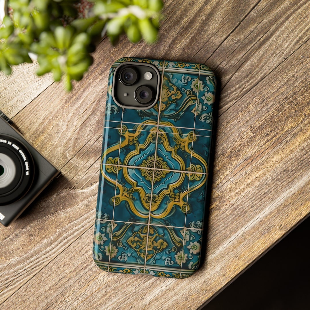Teal Phone Case in Mediterranean Tile Design available for Latest ...
